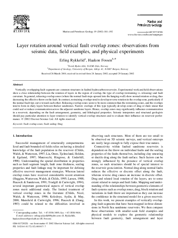 (PDF) Layer rotation around vertical fault overlap zones: observations ...