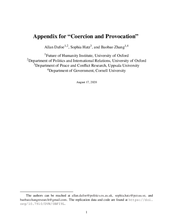 (PDF) Supplemental Material, Appendix_Coercion_and_Provocation - Coercion and Provocation ...