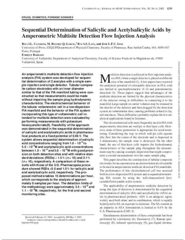 (PDF) Sequential Determination of Salicylic and Acetylsalicylic Acids by Amperometric Multisite ...