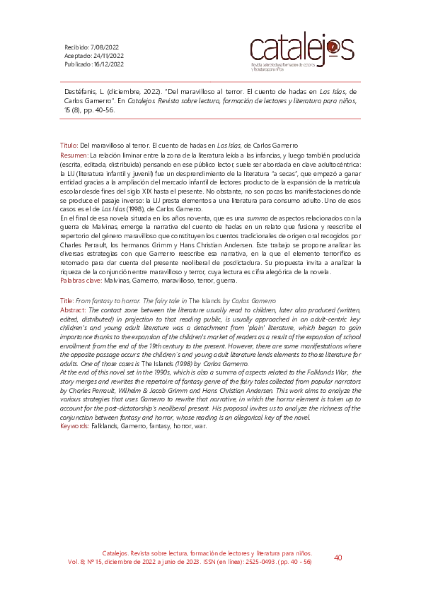 (PDF) Del maravilloso al terror. El cuento de hadas en Las Islas, de ...