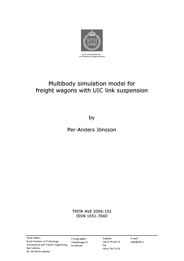 (PDF) Multibody simulation model for freight wagons with UIC link suspension