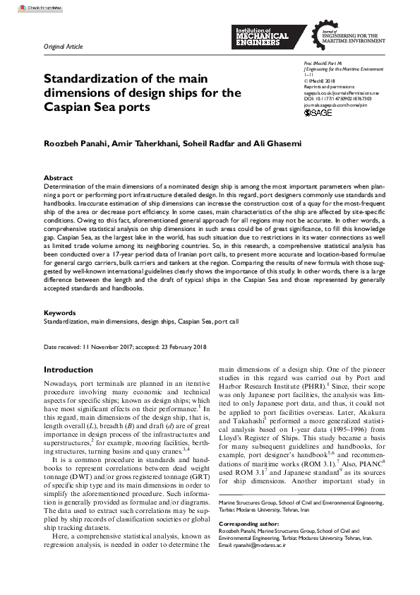 (PDF) Standardization of the main dimensions of design ships for the ...