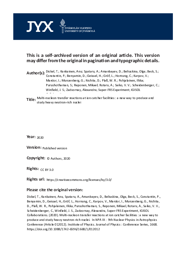 (PDF) Multi-nucleon transfer reactions at ion catcher facilities - a ...