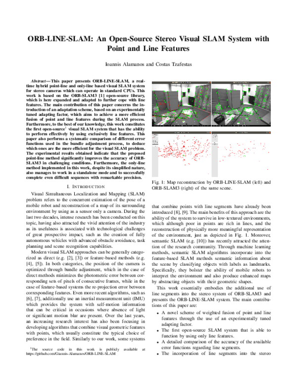 Pdf Orb Line Slam An Open Source Stereo Visual Slam System With Point And Line Features