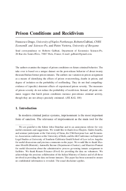 (PDF) Prison Conditions and Recidivism