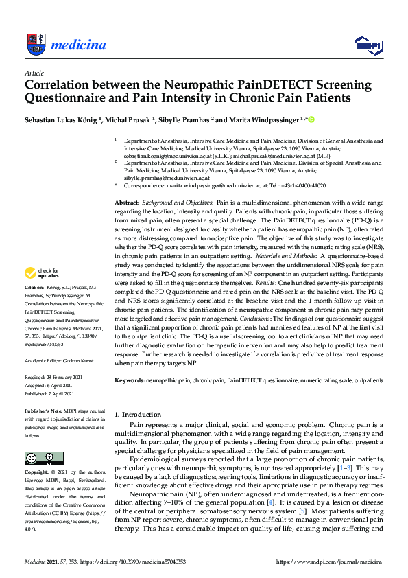 (PDF) Correlation between the Neuropathic PainDETECT Screening ...