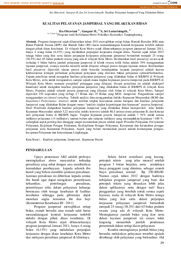(PDF) Kualitas Pelayanan Jampersal Yang Dilakukan Bidan | Ika Oktaviani ...