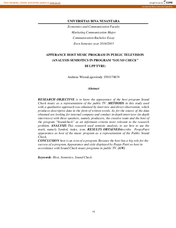 (PDF) Penampilan Pembawa Acara Program Musik DI TV Publik (Analisis ...