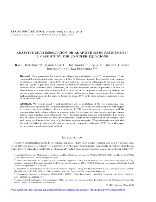 Pdf Adaptive Multiresolution Or Adaptive Mesh Refinement A Case