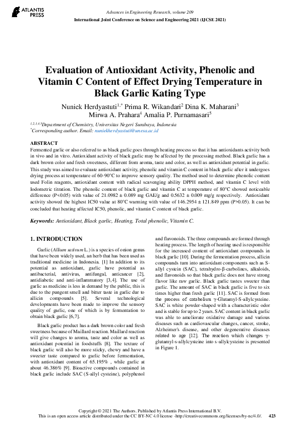 (PDF) Evaluation of Antioxidant Activity, Phenolic and Vitamin C Content of Effect Drying ...