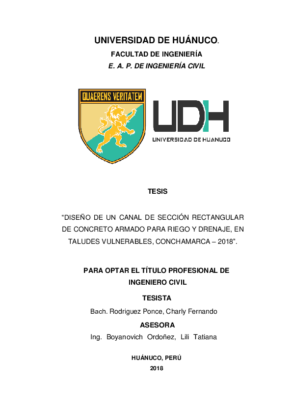 (PDF) Diseño De Un Canal De Sección Rectangular De Concreto Armado Para ...