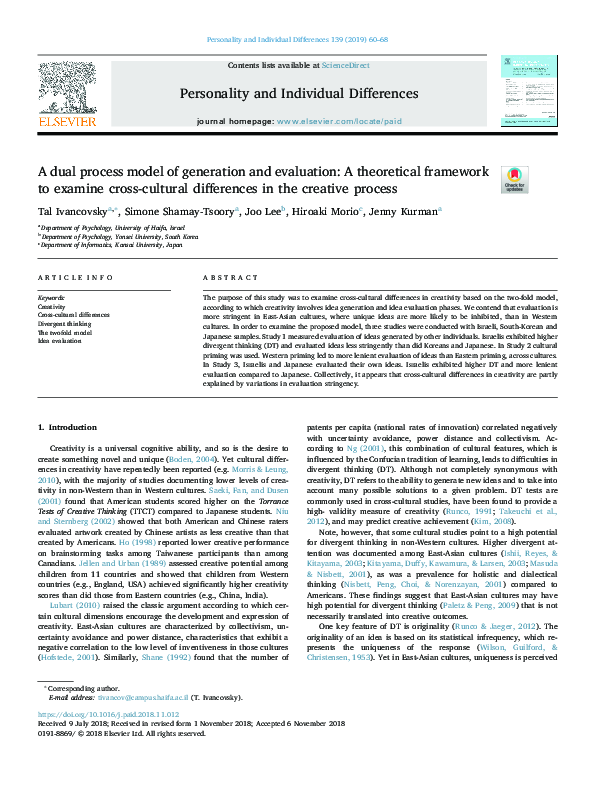 (PDF) A dual process model of generation and evaluation: A theoretical ...