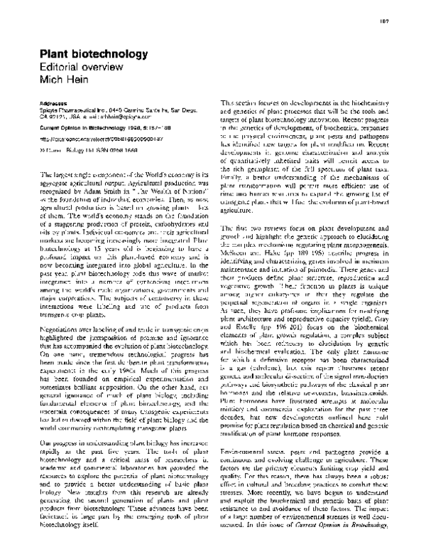 (PDF) Plant biotechnology