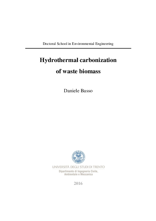 (PDF) Hydrothermal carbonization of waste biomass