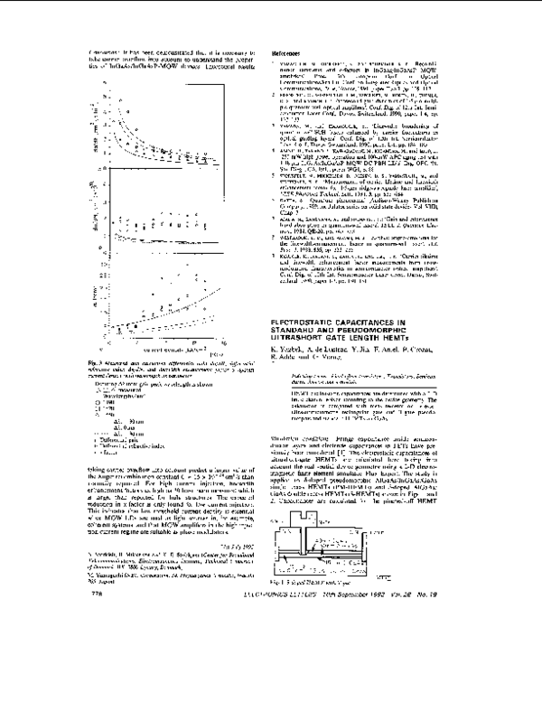 (PDF) Electrostatic capacitances in standard and pseudomorphic ultrashort gate length HEMTs