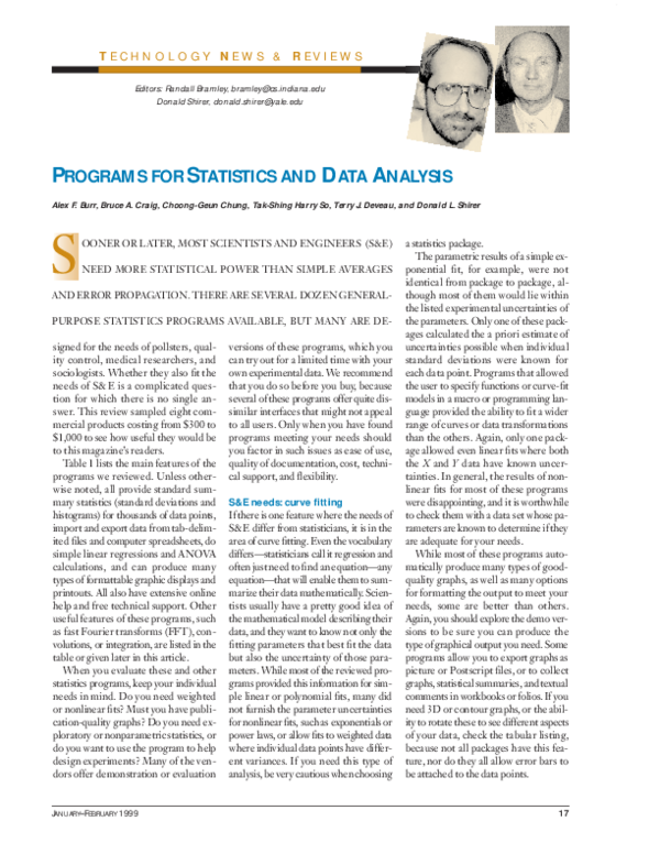 (PDF) Programs for Statistics and Data Analysis