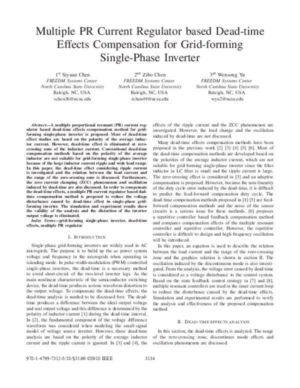 (PDF) Multiple PR Current Regulator based Dead-time Effects Compensation for Grid-forming Single ...