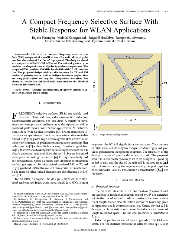 (PDF) A Compact Frequency Selective Surface With Stable Response for WLAN Applications