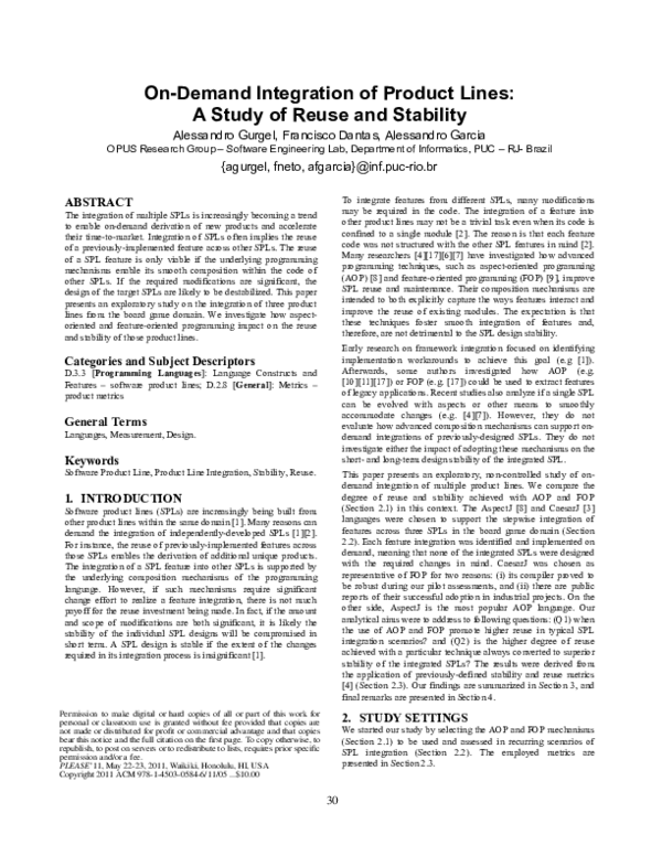 (PDF) On-demand integration of product lines | Alessandro Garcia ...
