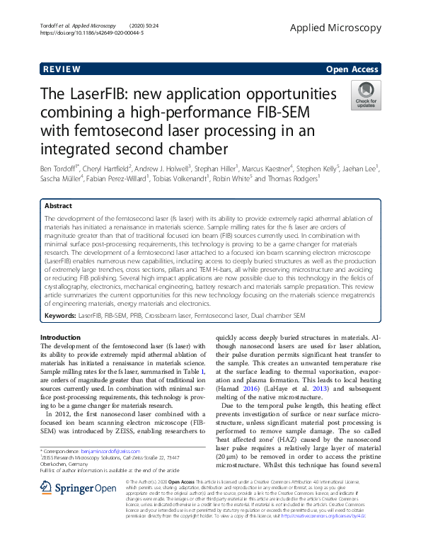 (PDF) The LaserFIB: new application opportunities combining a high ...
