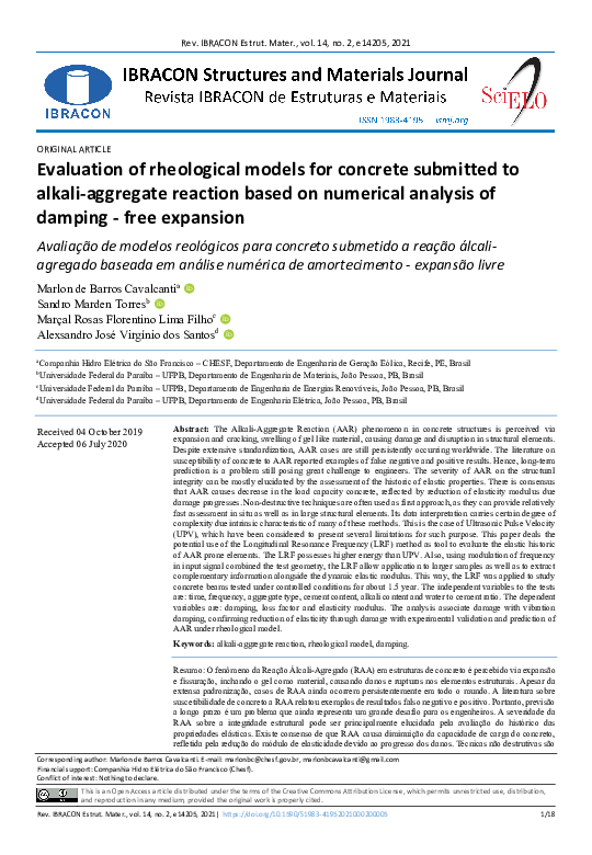 (PDF) Evaluation of rheological models for concrete submitted to alkali-aggregate reaction based ...