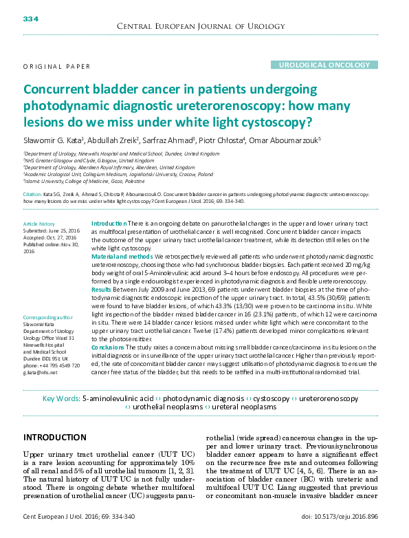 (PDF) Concurrent bladder cancer in patients undergoing photodynamic ...