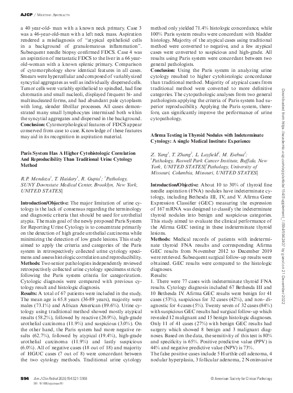 (PDF) Paris System Has A Higher Cytohistologic Correlation And ...