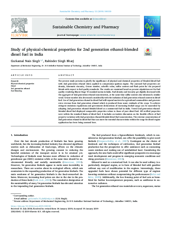 (PDF) Study of physical-chemical properties for 2nd generation ethanol ...
