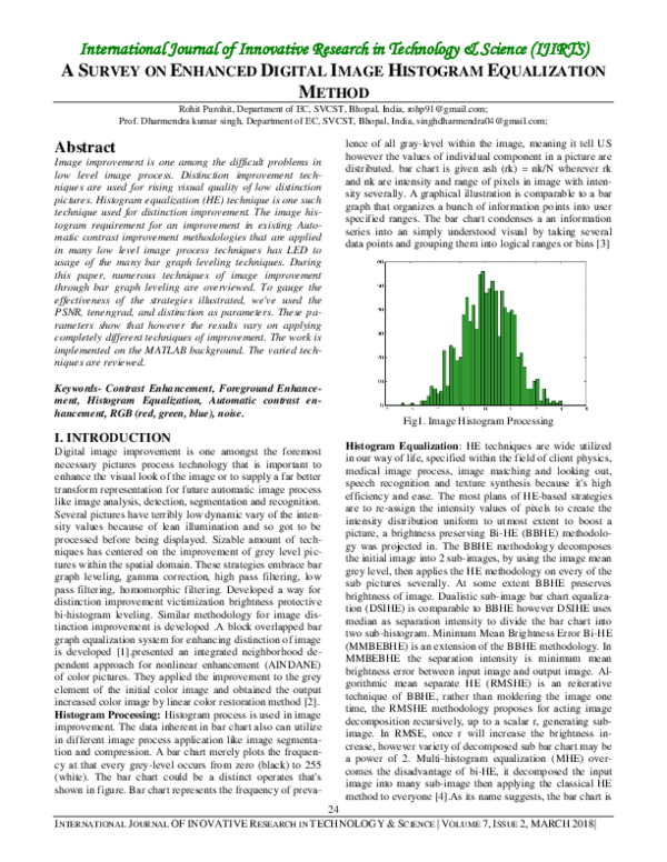(PDF) A Survey on Enhanced Digital Image Histogram Equalization Method
