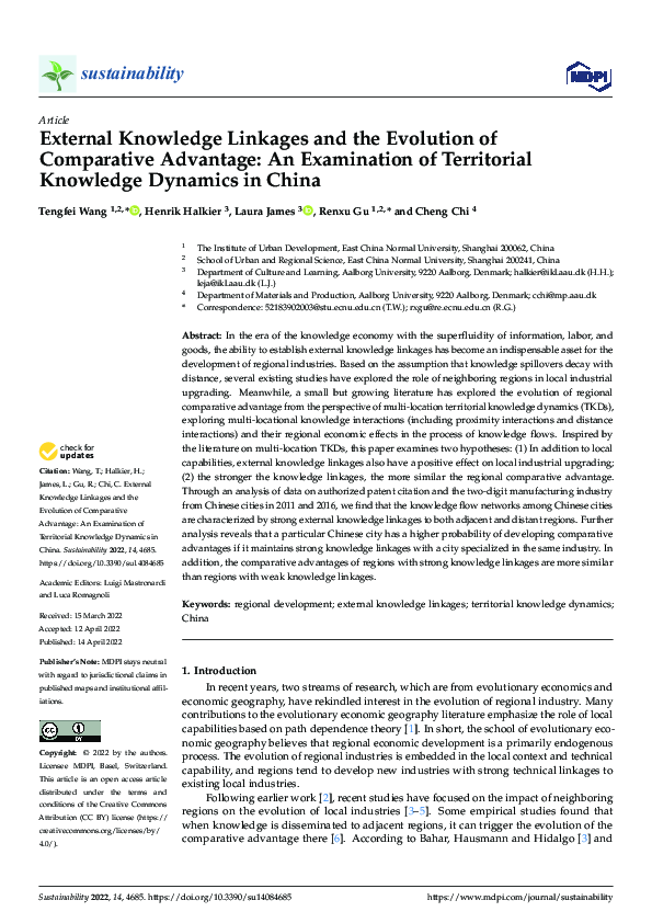 (PDF) External Knowledge Linkages and the Evolution of Comparative ...