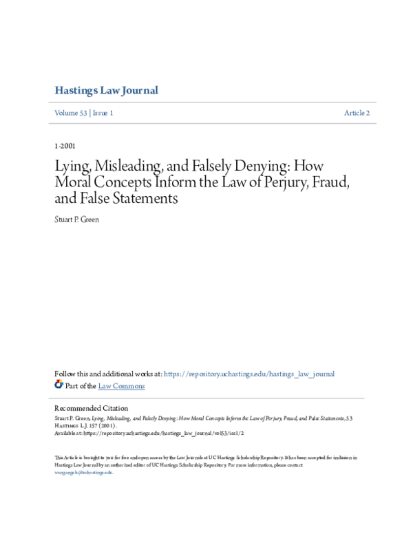 (PDF) Lying, Misleading, and Falsely Denying: How Moral Concepts Inform ...