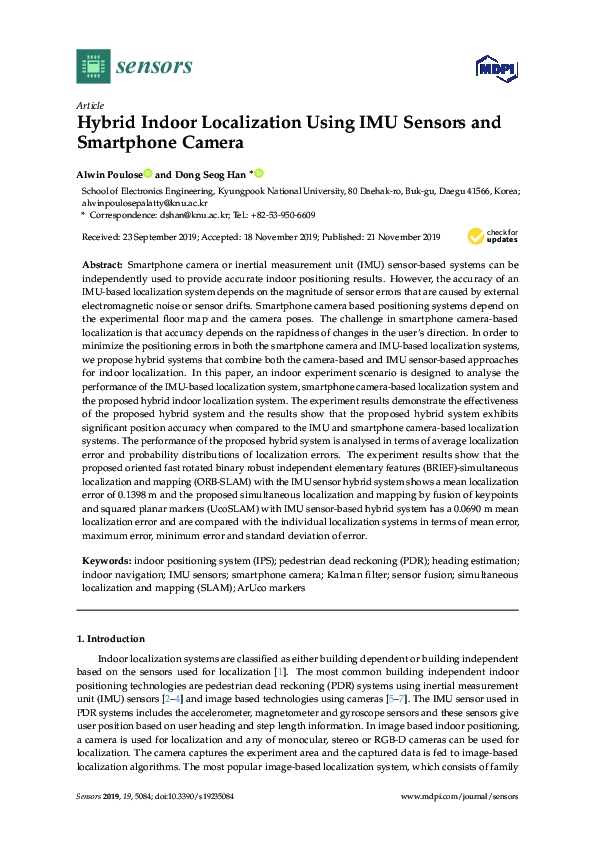 (PDF) Hybrid Indoor Localization Using IMU Sensors and Smartphone Camera