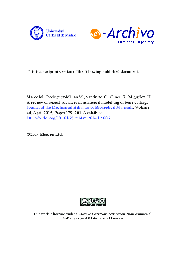 Pdf A Review On Recent Advances In Numerical Modelling Of Bone Cutting