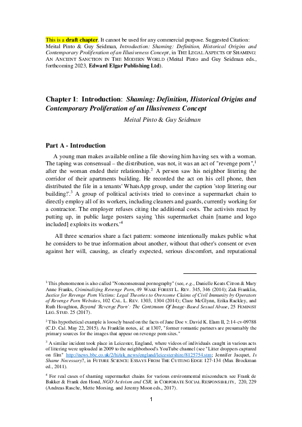 (PDF) Chapter 1: Introduction: Shaming: Definition, Historical Origins ...
