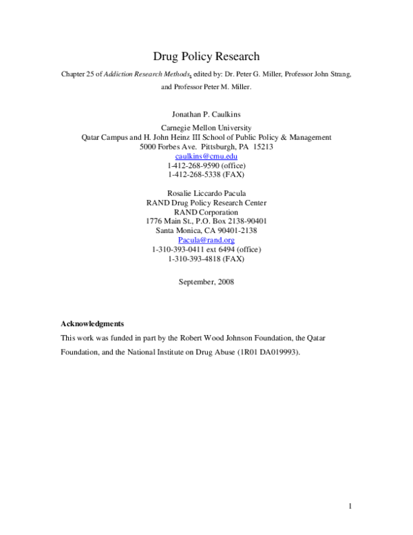 (PDF) Drug Policy Research