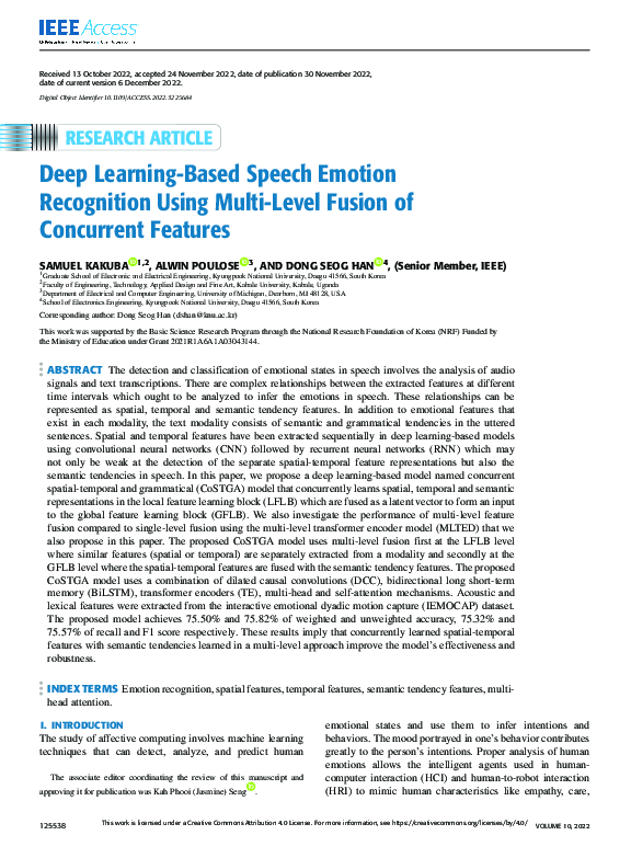 (PDF) Deep Learning-Based Speech Emotion Recognition Using Multi-Level ...