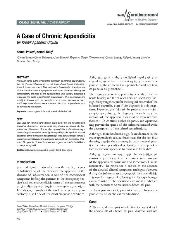 (PDF) A case of chronic appendicitis