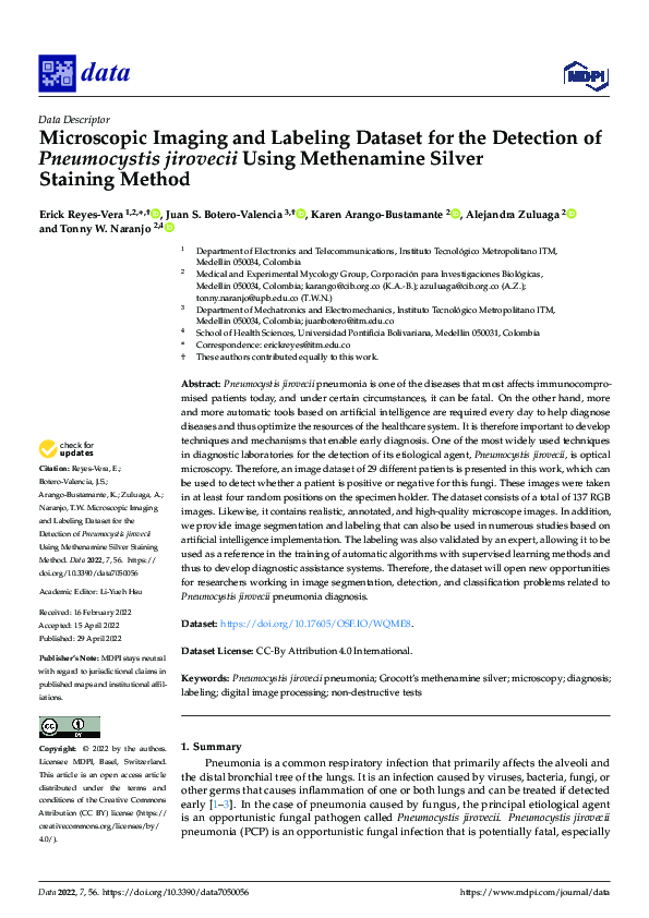 (PDF) Microscopic Imaging and Labeling Dataset for the Detection of ...