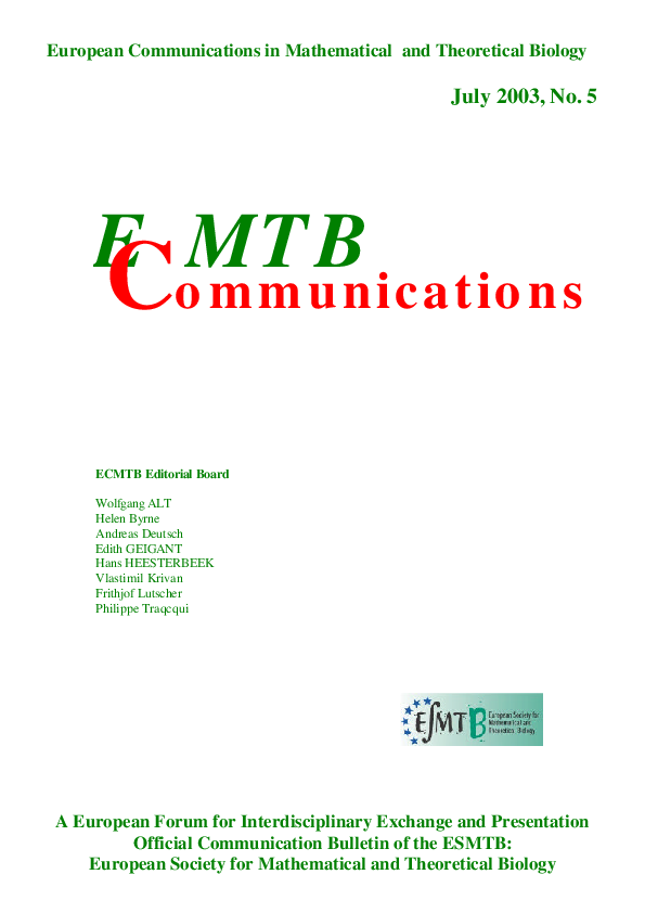 (PDF) ESMTB – European Society for Mathematical and Theoretical Biology