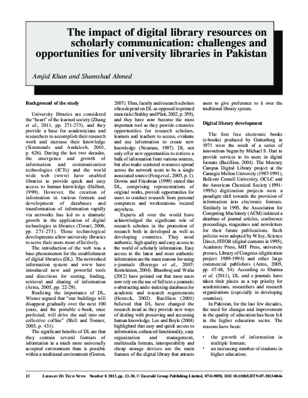 (PDF) The impact of digital library resources on scholarly ...