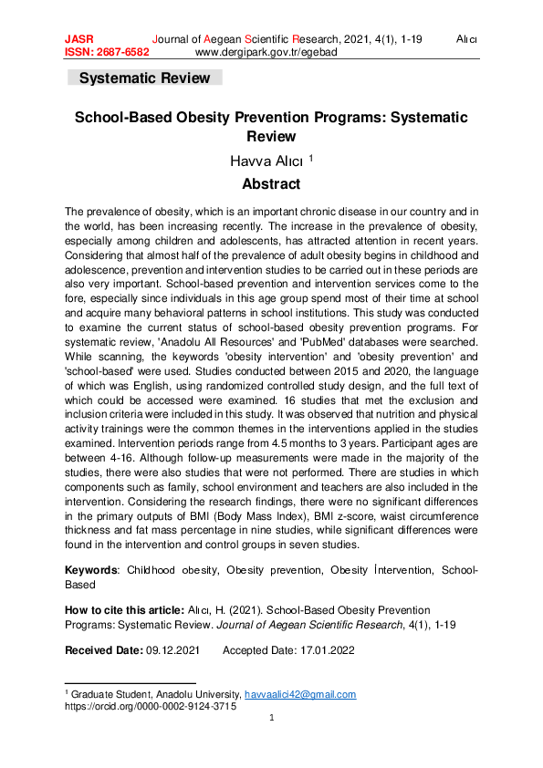 (PDF) School-Based Obesity Prevention Programs: Systematic Review ...