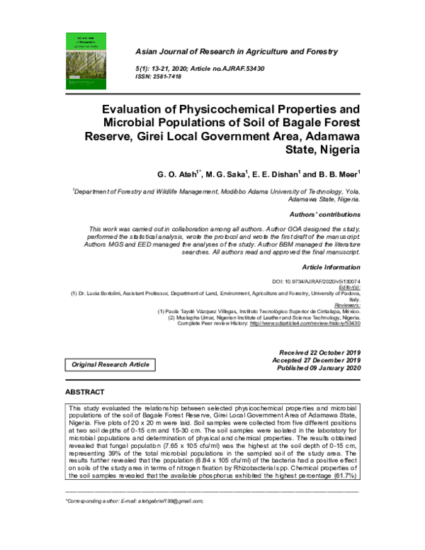 (PDF) Evaluation of Physicochemical Properties and Microbial ...
