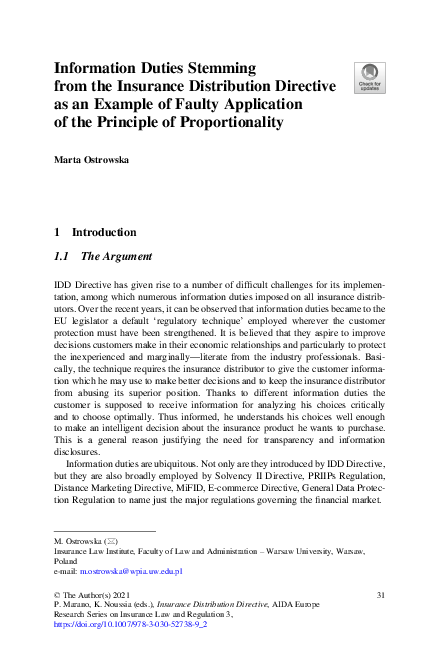 (PDF) Information Duties Stemming from the Insurance Distribution ...