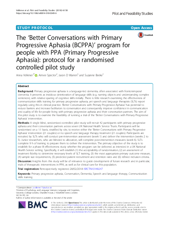 (PDF) The 'Better Conversations with Primary Progressive Aphasia (BCPPA ...