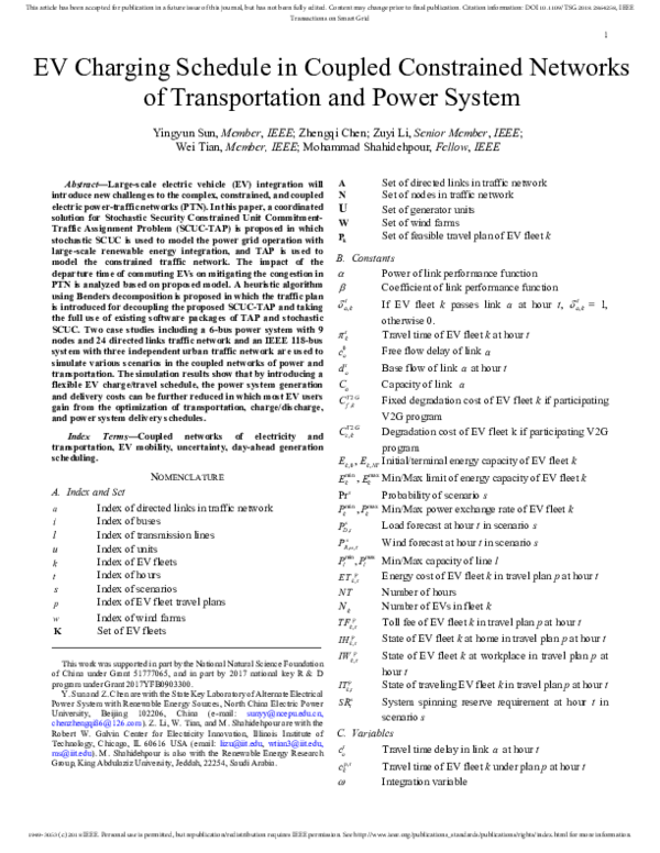 (PDF) EV Charging Schedule in Coupled Constrained Networks of ...