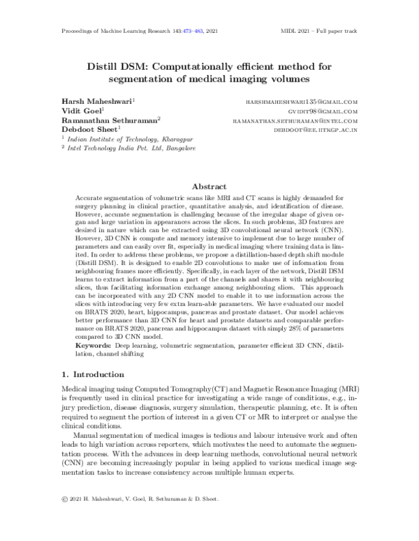 Pdf Distill Dsm Computationally Efficient Method For Segmentation Of