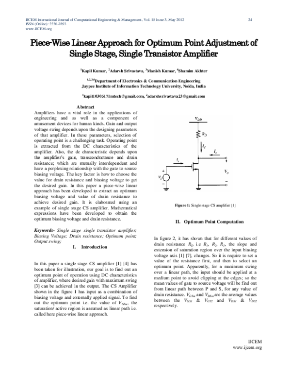 (PDF) Piece-Wise Linear Approach for Optimum Point Adjustment of Single ...