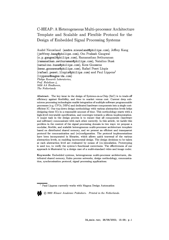 Pdf Cheap A Heterogeneous Multi Processor Architecture Template And Scalable And Flexible