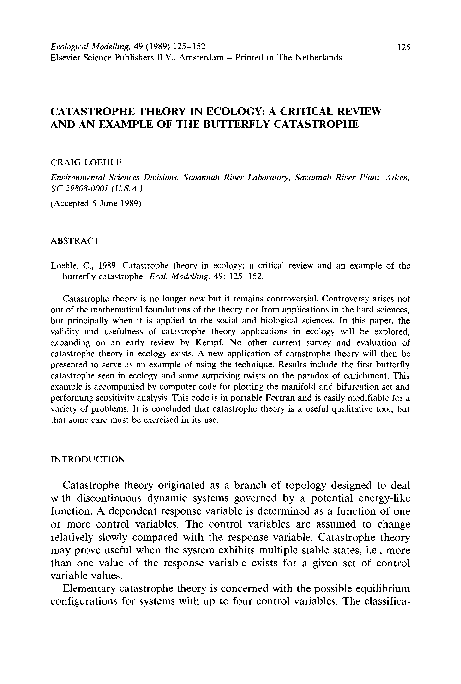 (PDF) Catastrophe theory in ecology: a critical review and an example ...