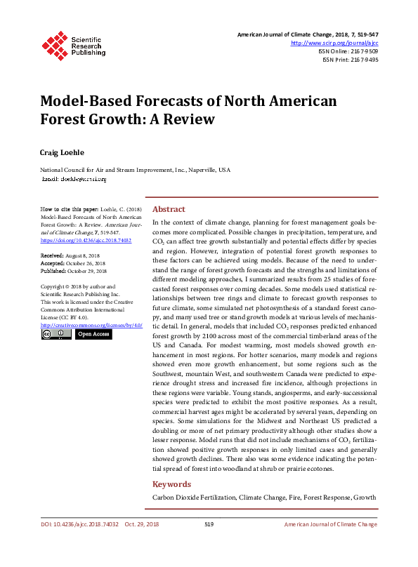 (PDF) Model-Based Forecasts of North American Forest Growth: A Review